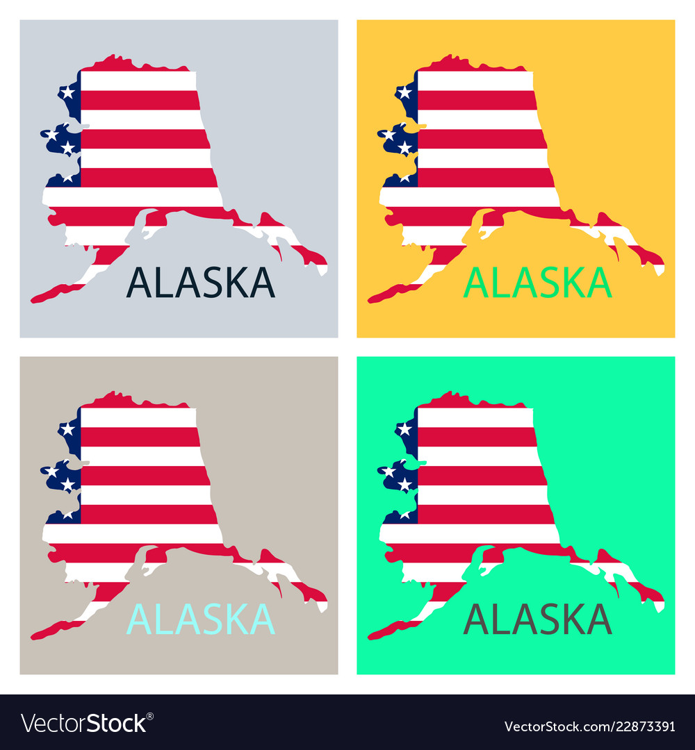 Alaska state of america with map flag print Vector Image