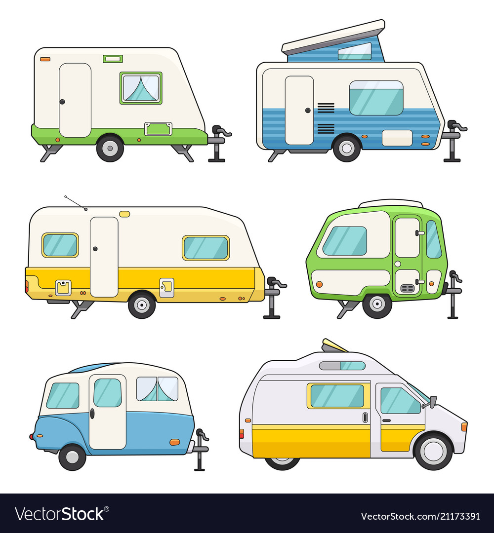 Camping trailers set Royalty Free Vector Image