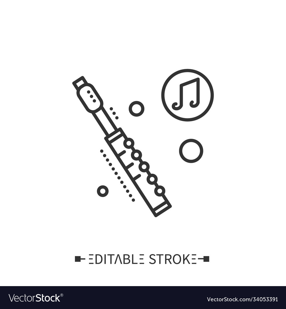 Flute line icon editable Royalty Free Vector Image