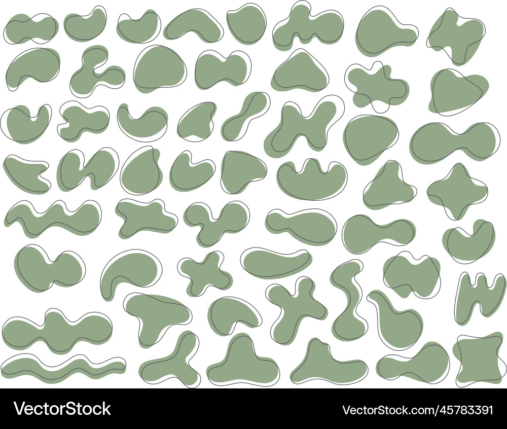 Green organic shapes set abstract irregular blots Vector Image