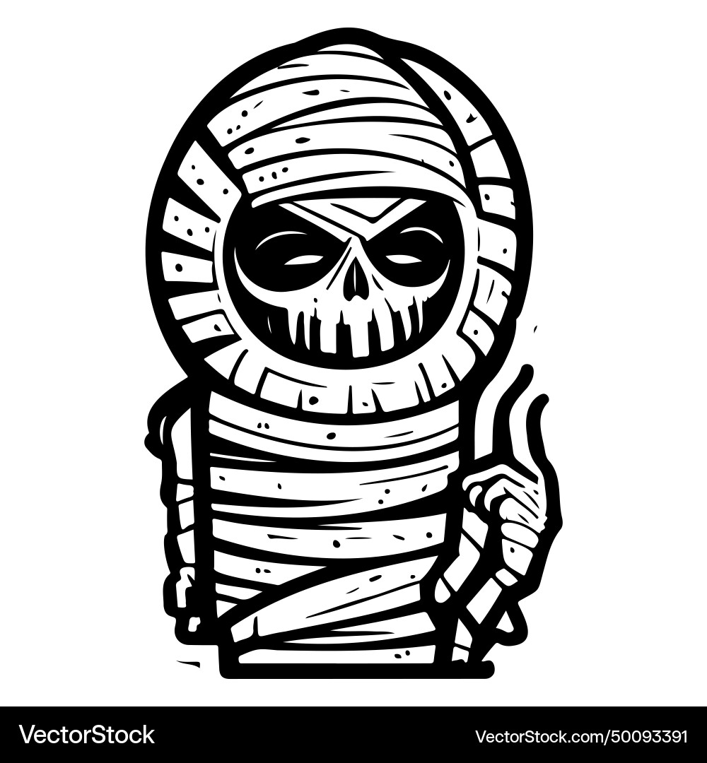 Halloween mummy scary sketch draw Royalty Free Vector Image