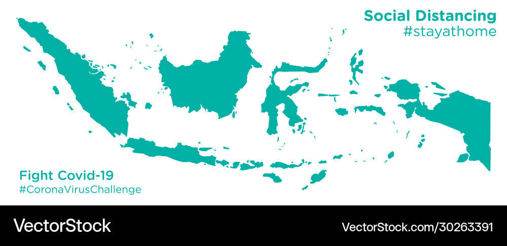 Indonesia map with social distancing stayathome Vector Image
