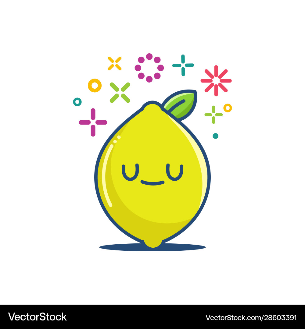 Kawaii lemon fruit emoticon cartoon Royalty Free Vector