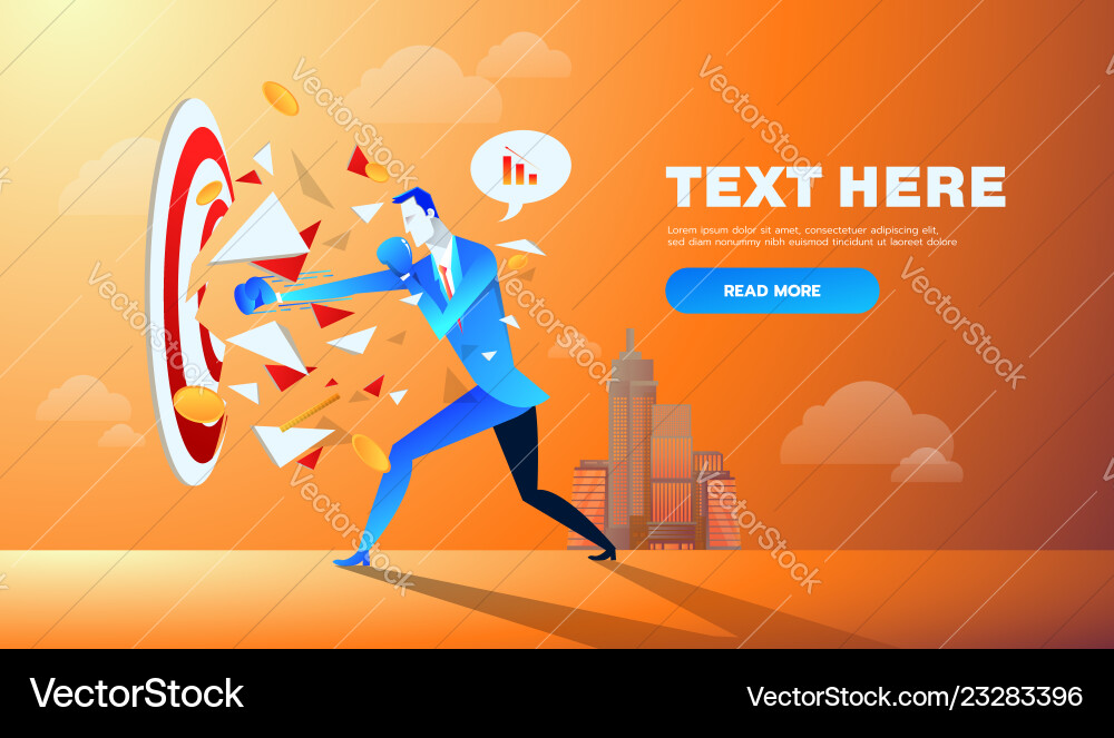Businessman hitting and breaking the goal target Vector Image