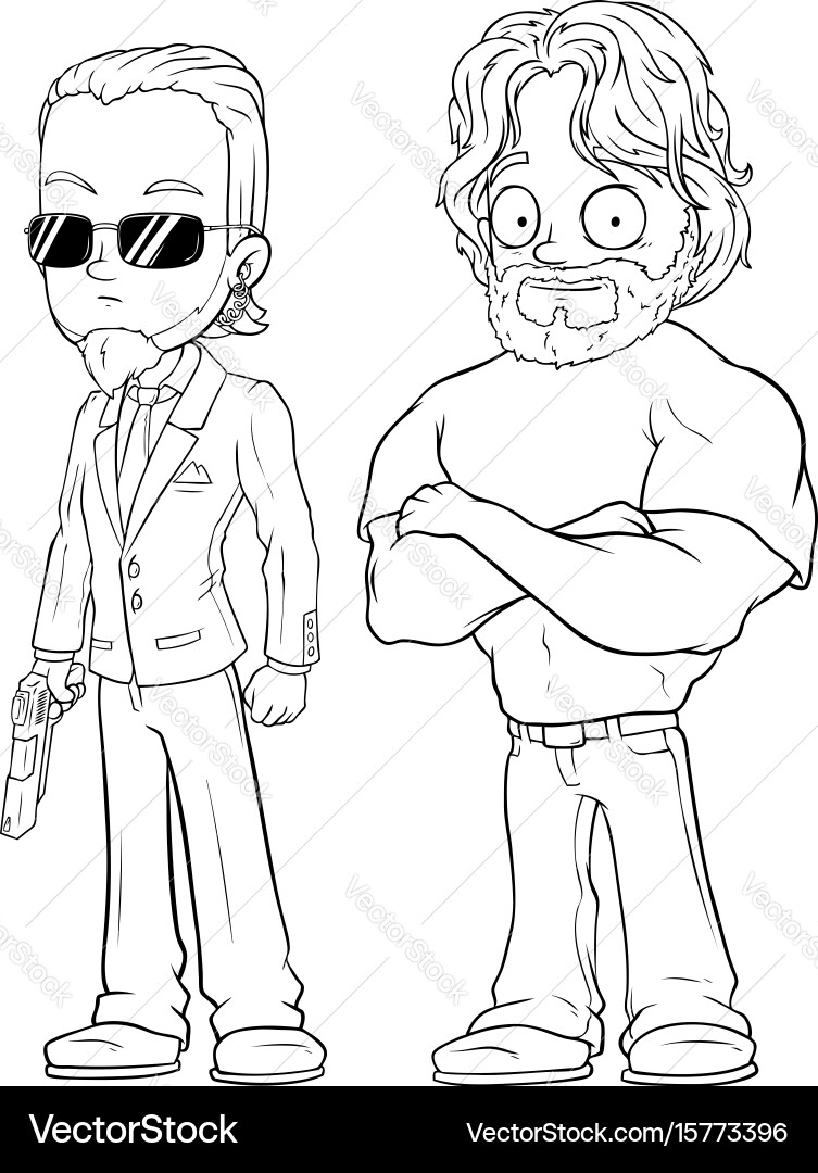 Cartoon strong secret agents character set Vector Image