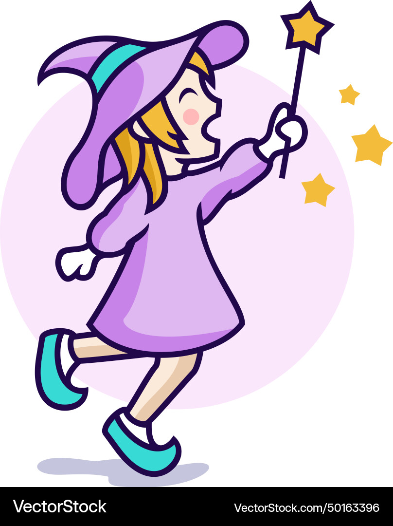 Cute little girl as wizard Royalty Free Vector Image