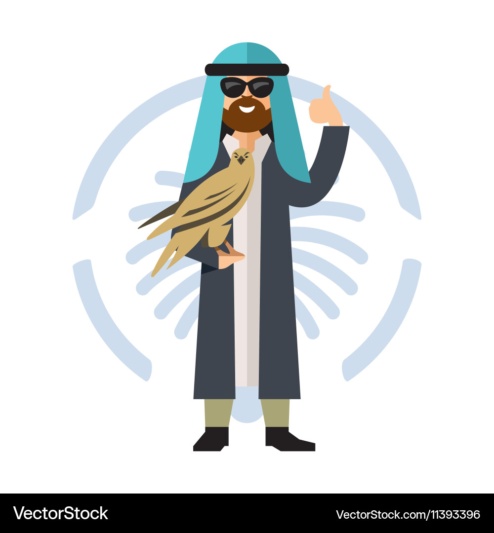 Falconry in the Middle East Flat style Royalty Free Vector