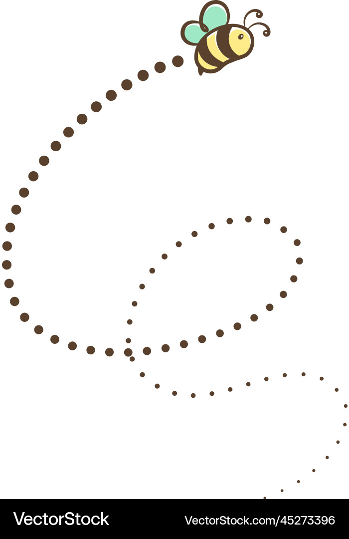 Flying honey bee trail line clipart Royalty Free Vector