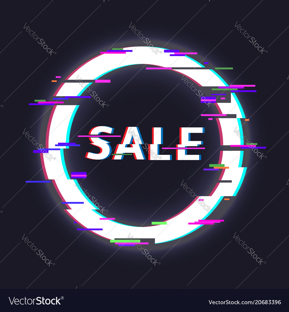 Glitched circle frame Royalty Free Vector Image