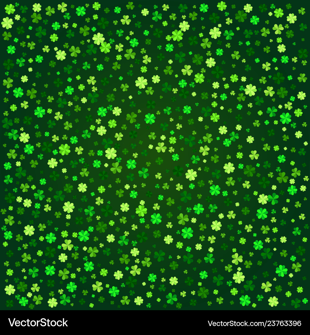 Green clover leaves greeting card background Vector Image