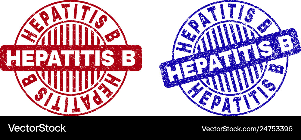 Grunge hepatitis b textured round stamp seals Vector Image