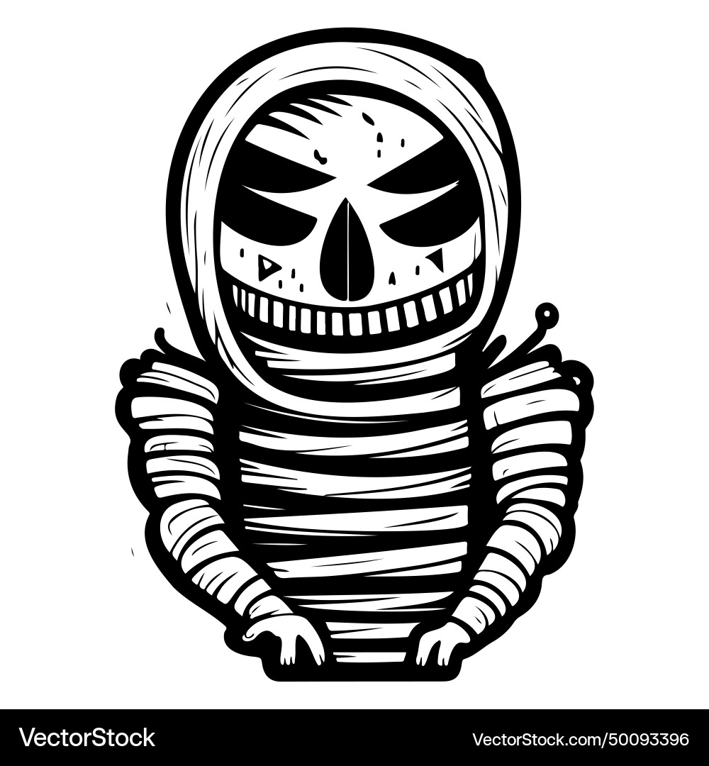 Halloween mummy scary sketch draw Royalty Free Vector Image