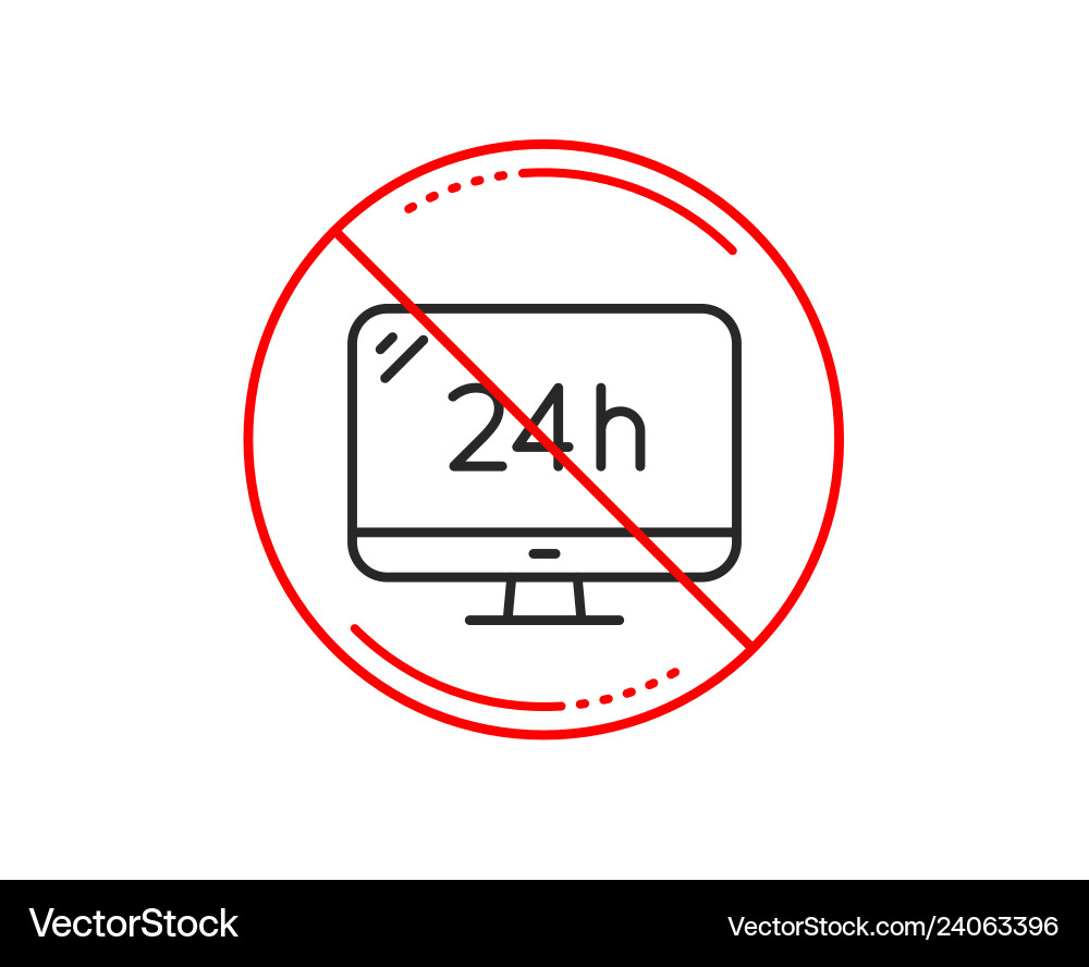 No or stop sign 24 hour service line icon call Vector Image
