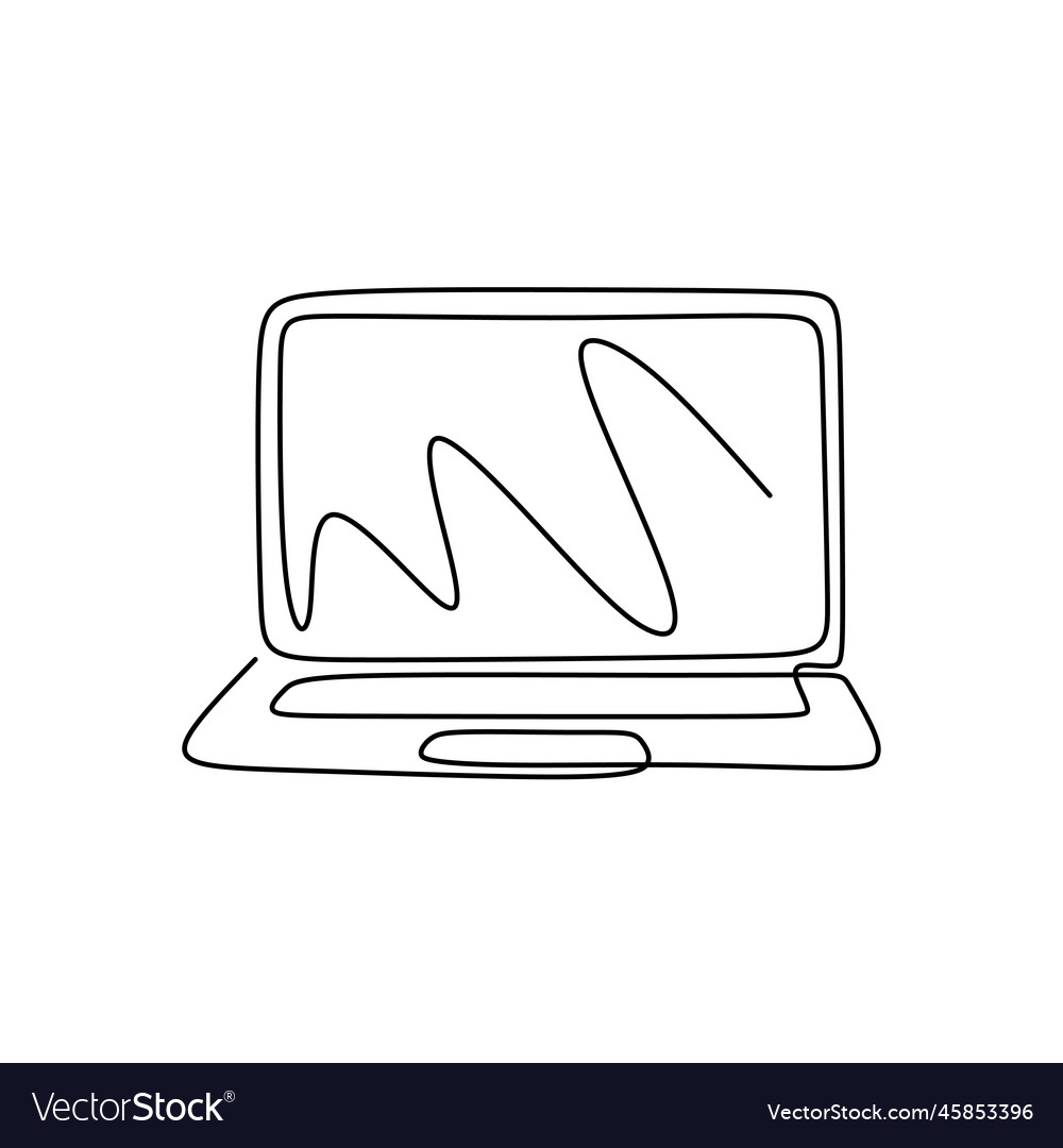 One line drawing laptop notebook computer Vector Image