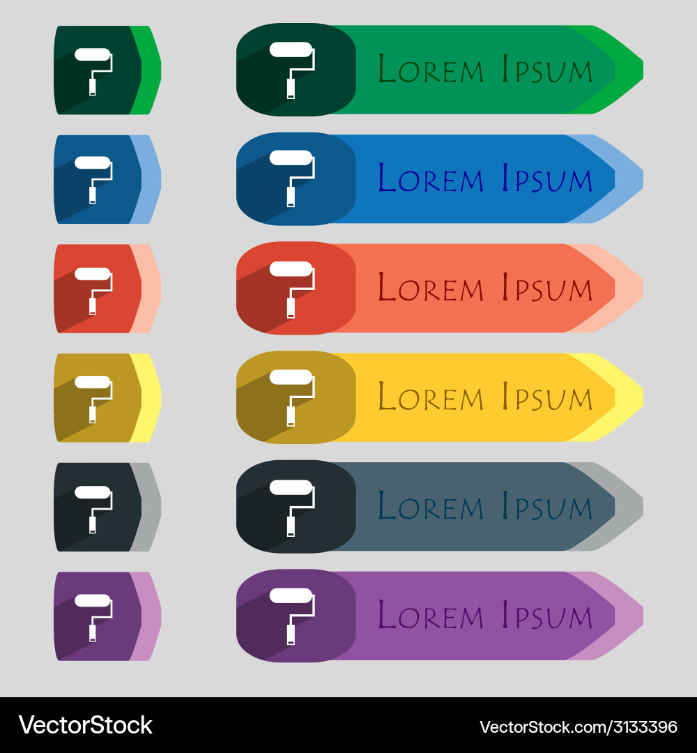Paint roller sign icon painting tool symbol set Vector Image