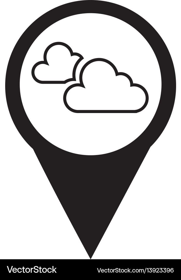 Pin location with weather symbol Royalty Free Vector Image