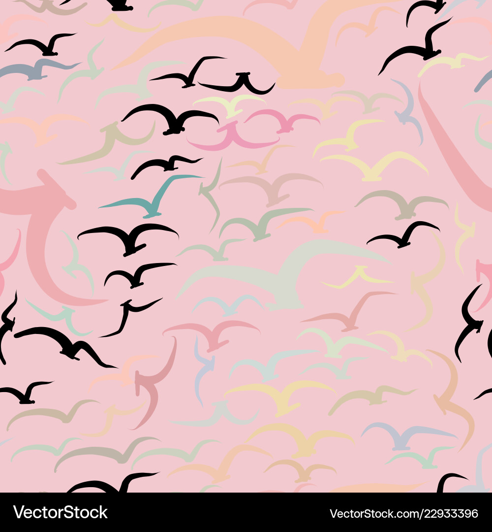 Seamless of flying birds texture effect style Vector Image