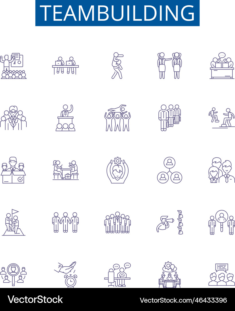 Teambuilding line icons signs set design Vector Image