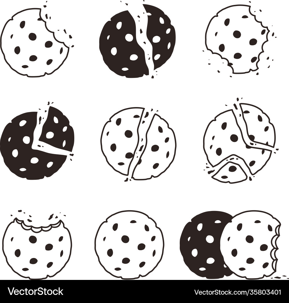 Bitten cookies crumbs snack delicious biscuits Vector Image