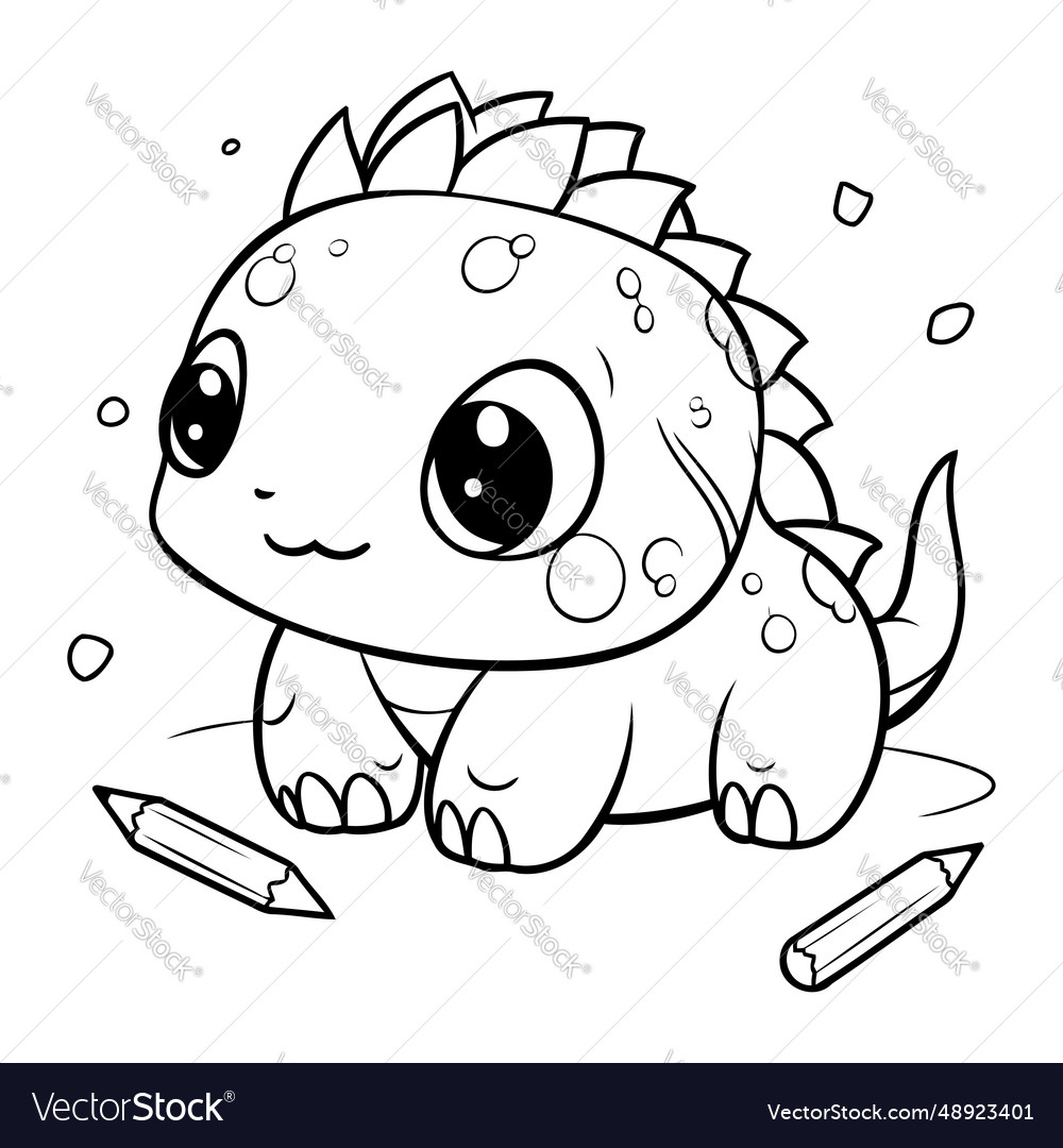Cute dinosaur coloring page for kids Royalty Free Vector