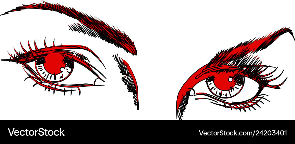 Eyes a woman drawn red and stylized Royalty Free Vector