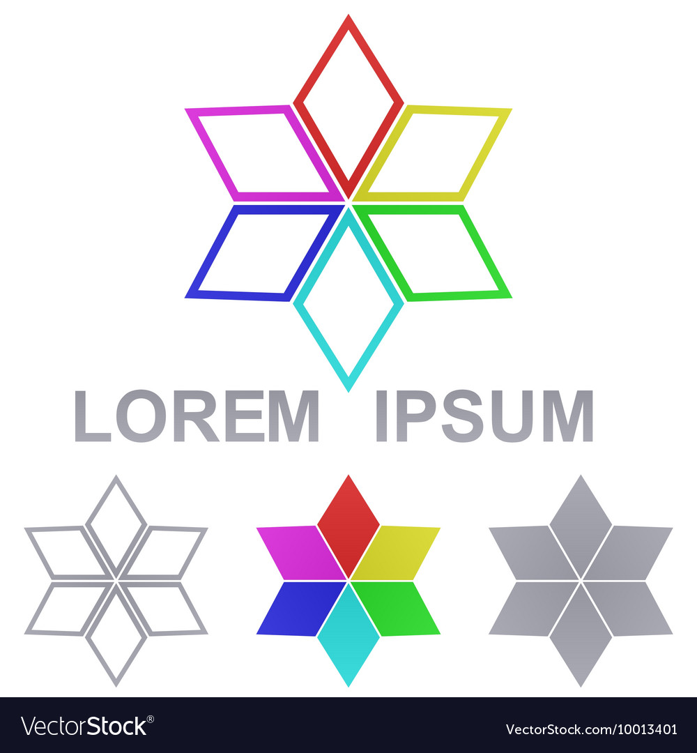 Geometric star logo set Royalty Free Vector Image