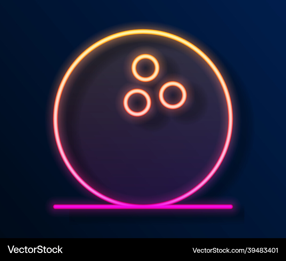 Glowing neon line bowling ball icon isolated Vector Image