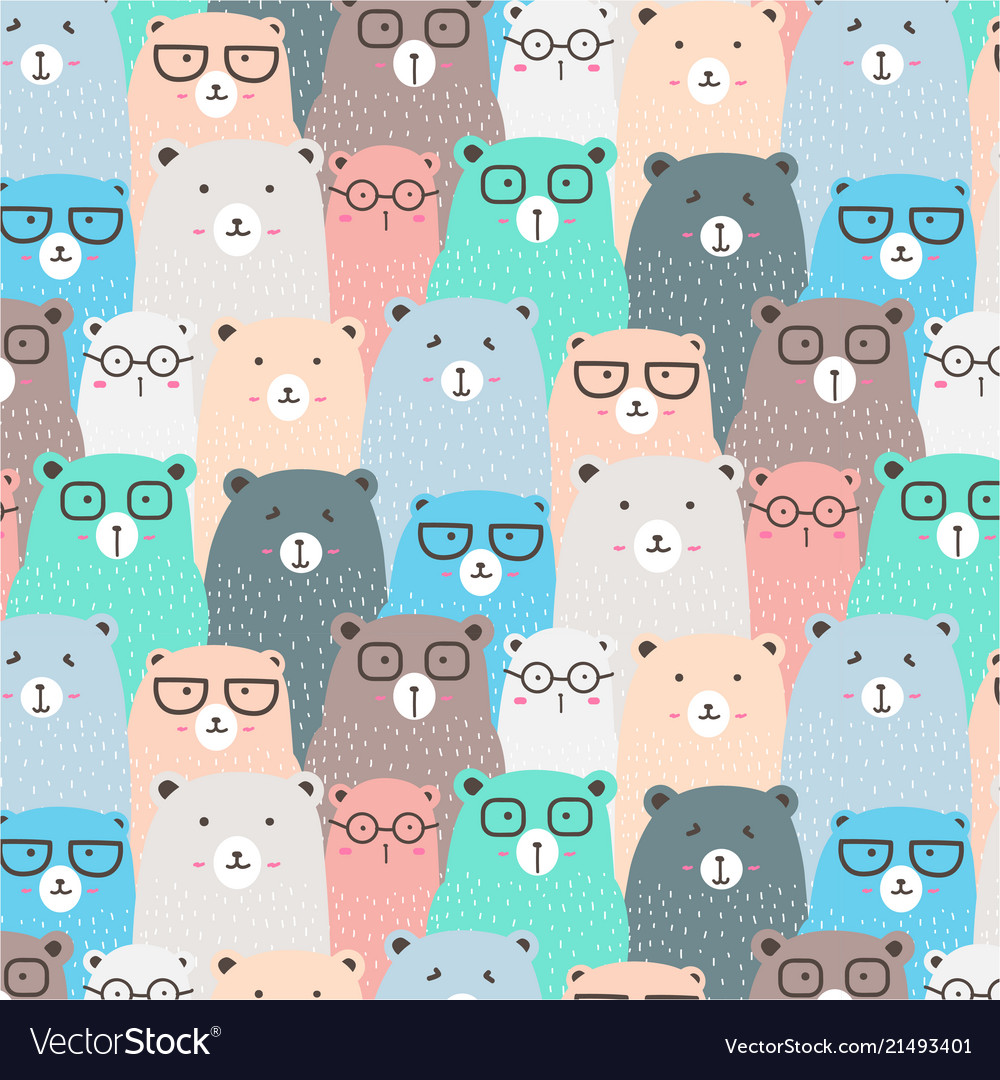 Hand drawn bears pattern background Royalty Free Vector