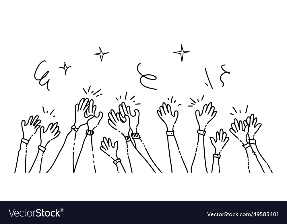 Hand drawn of hands clapping ovation applause Vector Image