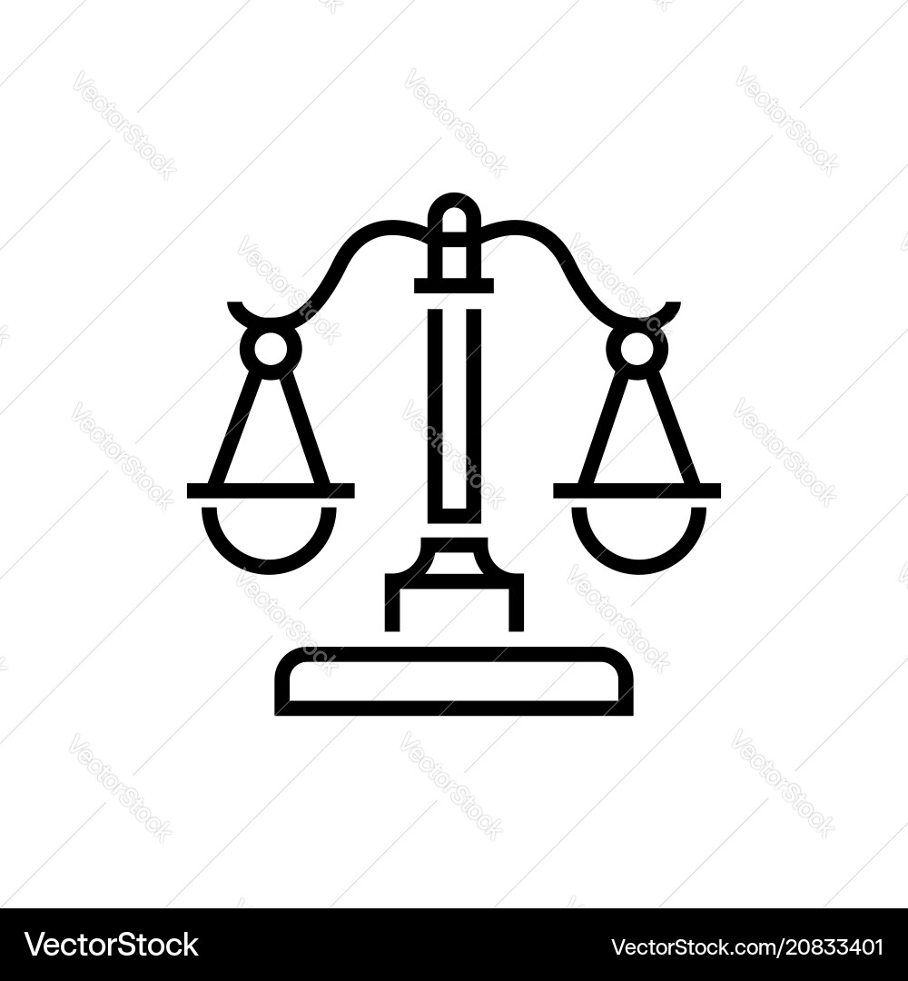 Justice scales - line design single isolated icon Vector Image