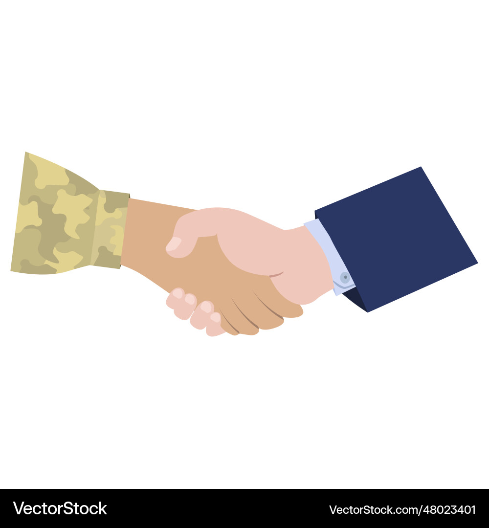 Military and diplomat handshake Royalty Free Vector Image