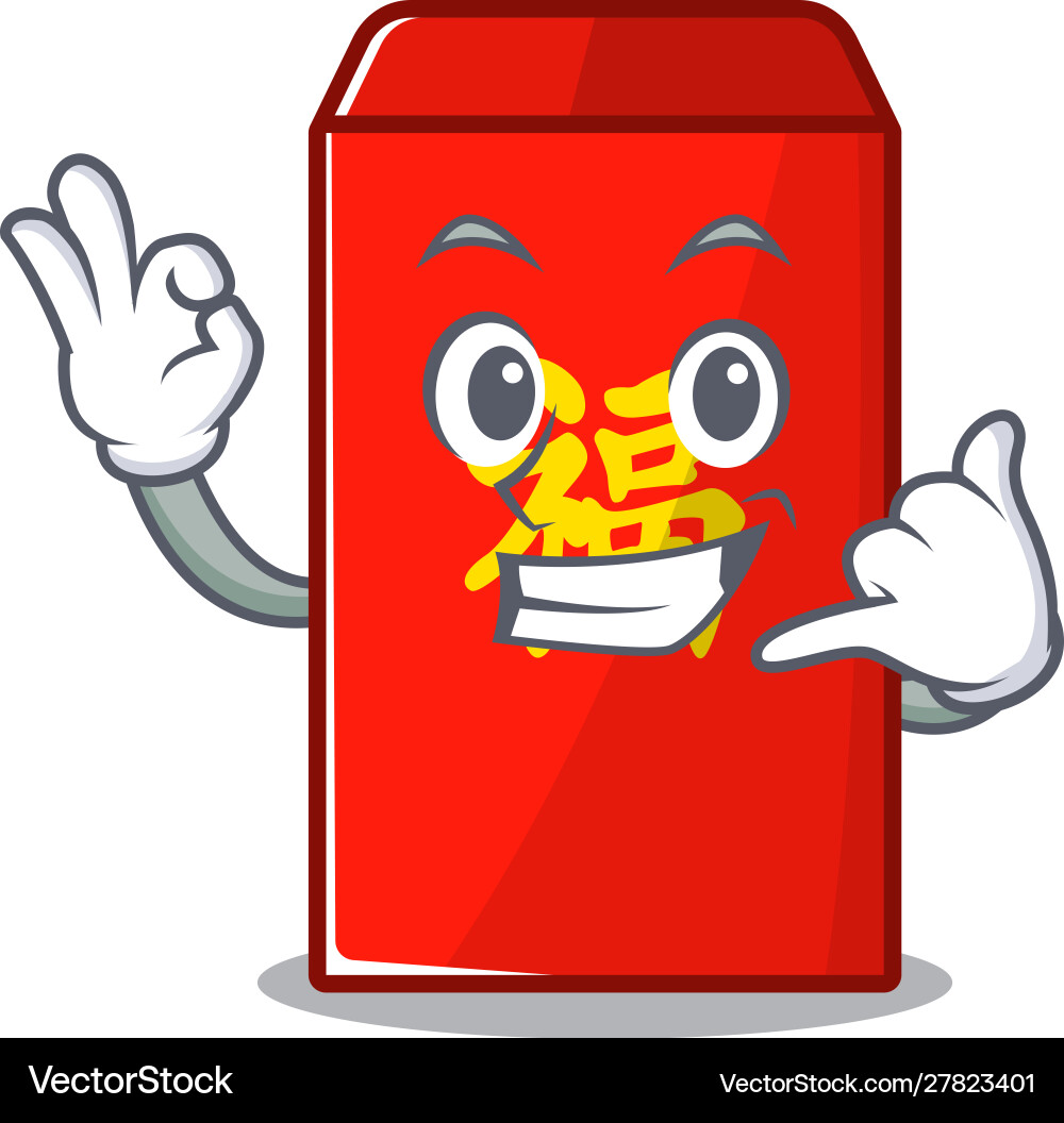 Red envelope call me cartoon in mascot Royalty Free Vector