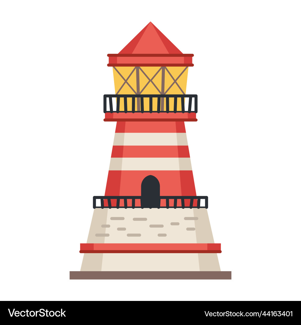 Sea detailed lighthouse icon isolated on white Vector Image