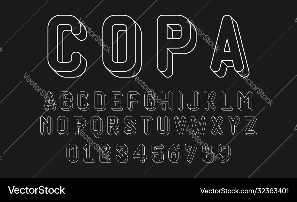 Set alphabets font letters and numbers Royalty Free Vector