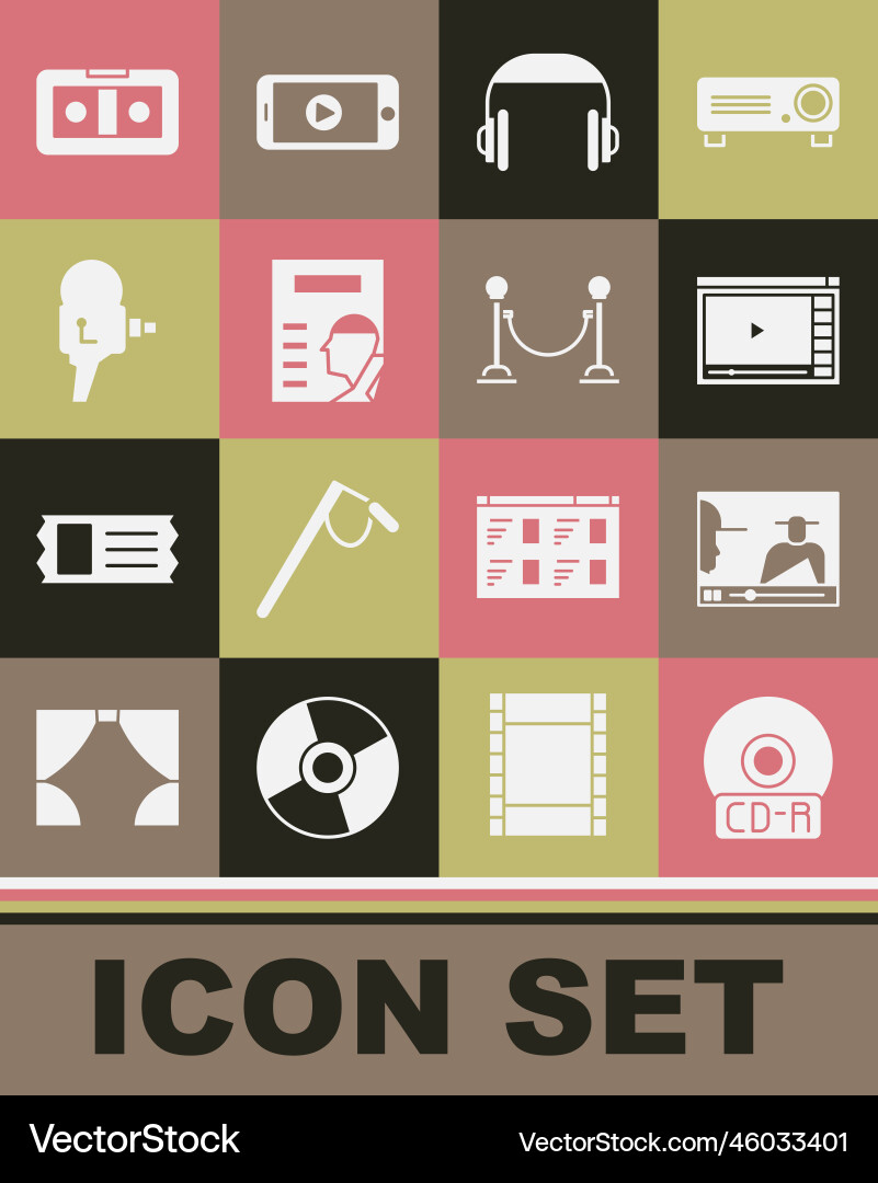 Set cd or dvd disk online play video headphones Vector Image