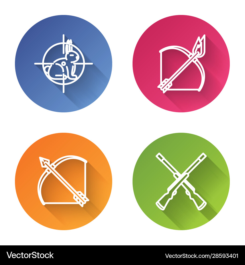 Set line hunt on rabbit with crosshairs bow Vector Image