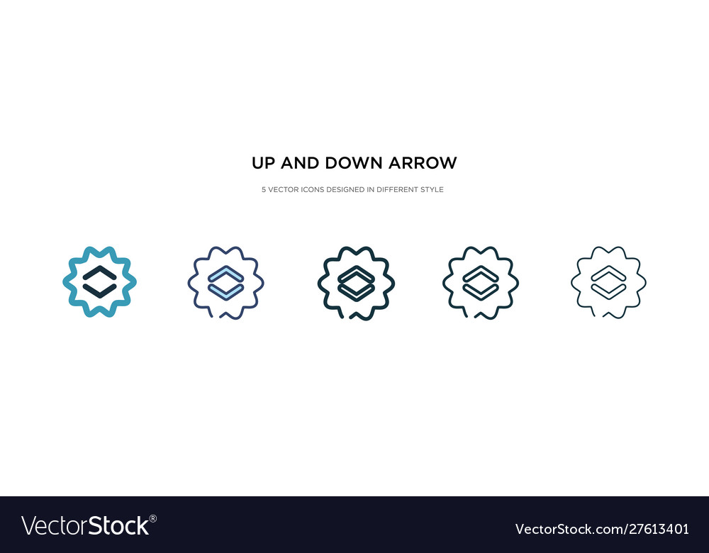 Up and down arrow icon in different style two Vector Image