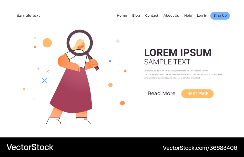 Businesswoman looking through magnifying zoom Vector Image