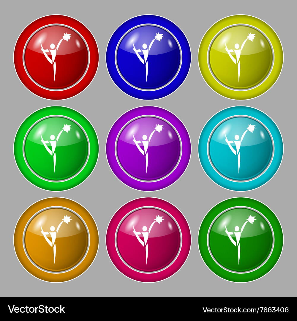 Cheerleader icon sign symbol on nine round Vector Image