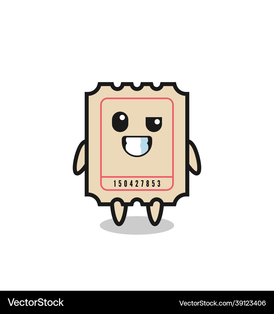 Cute ticket mascot with an optimistic face Vector Image