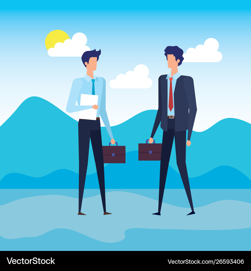 Elegant businessmen workers in field Royalty Free Vector