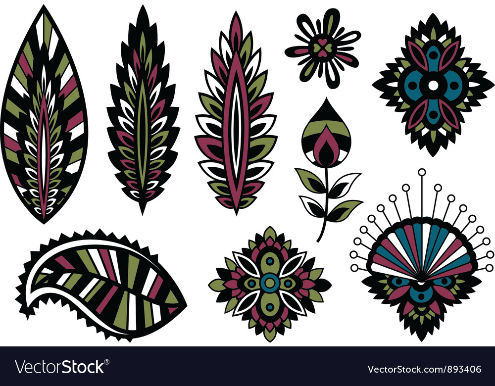 Flower element set Royalty Free Vector Image - VectorStock