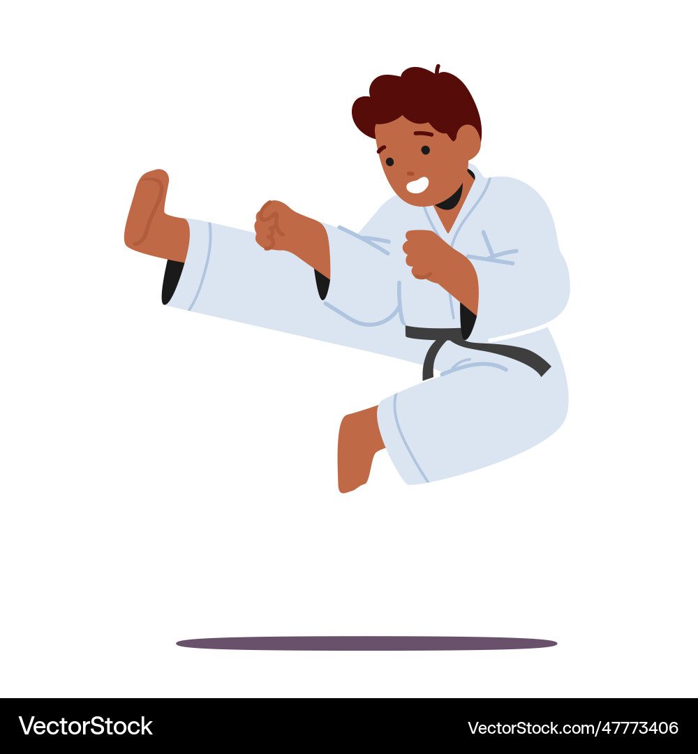 Karate boy mastering martial arts little kid Vector Image