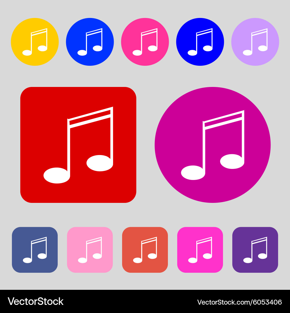Music note sign icon musical symbol 12 colored Vector Image