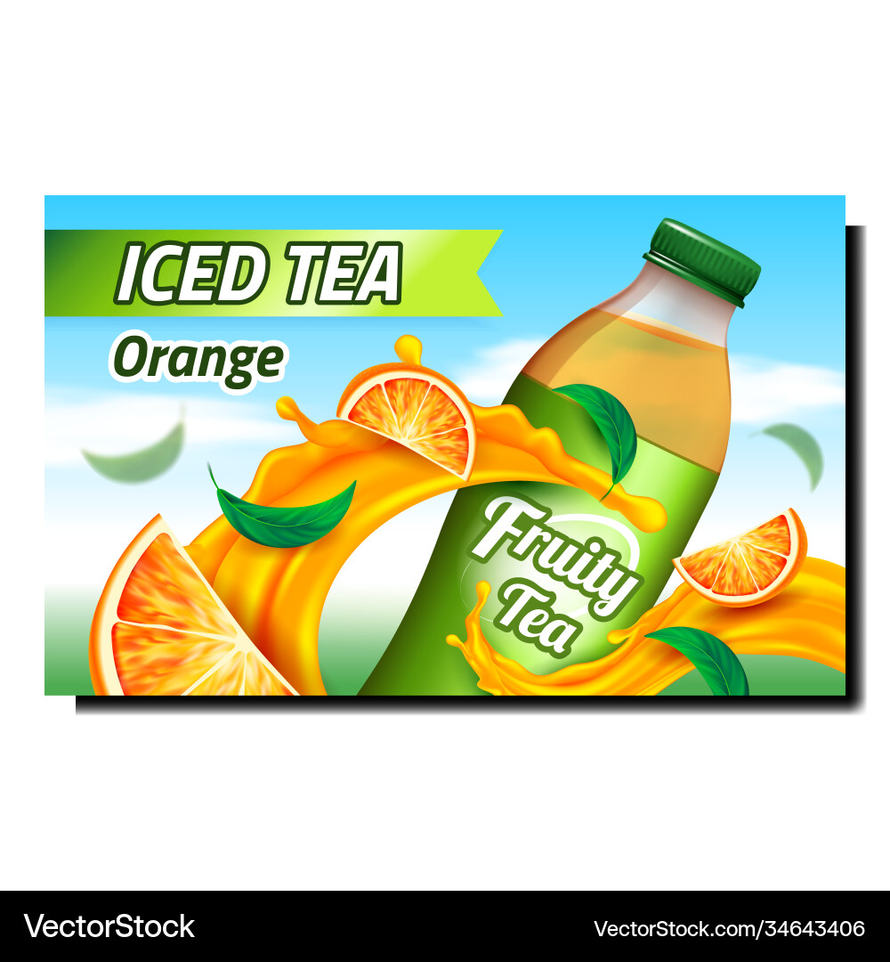 Orange iced tea creative promotional poster Vector Image