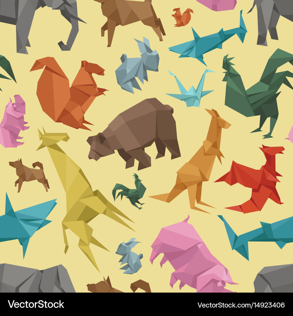 Origami wild paper animals creative decoration Vector Image