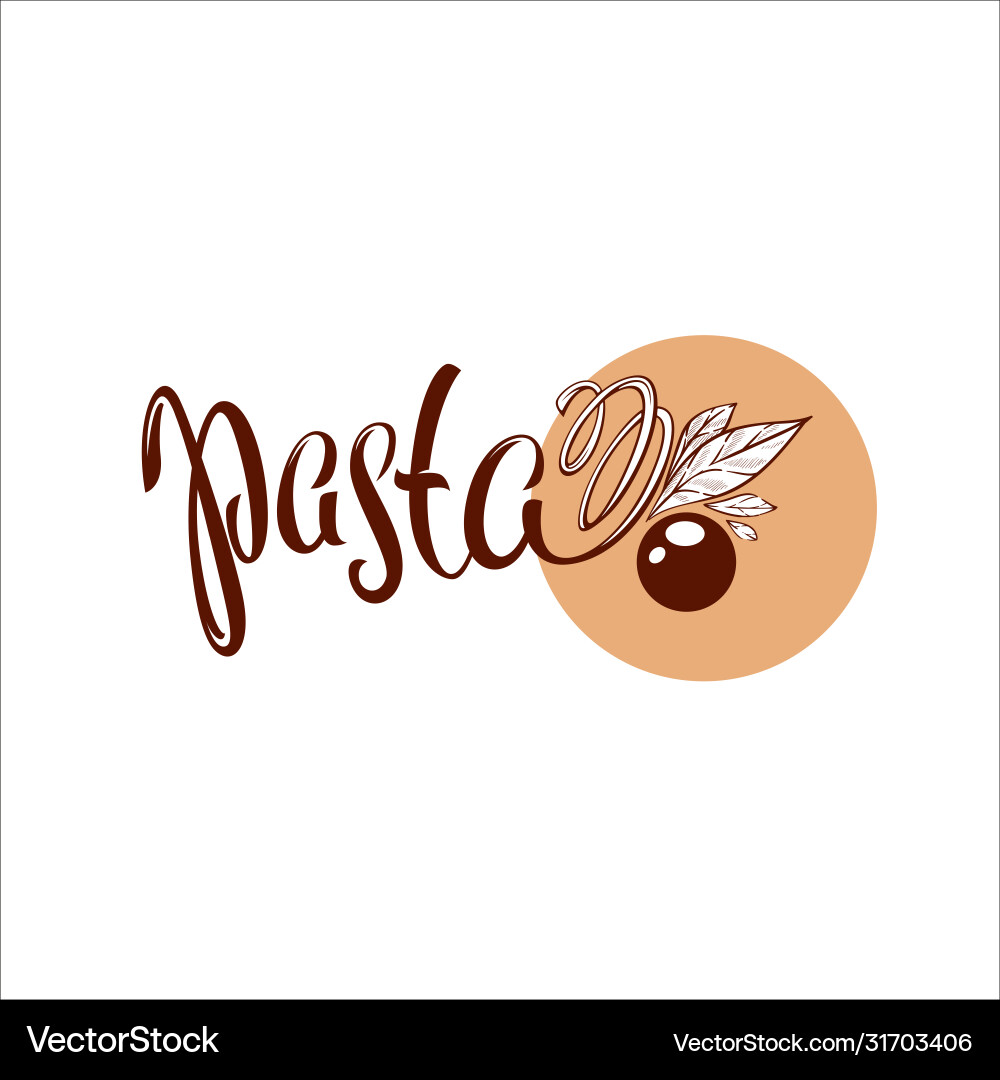 Pasta menu hand drawn sketch with lettering Vector Image