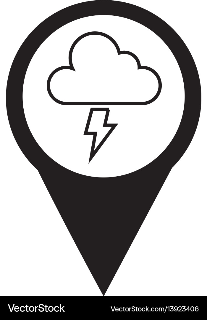Pin location with weather symbol Royalty Free Vector Image
