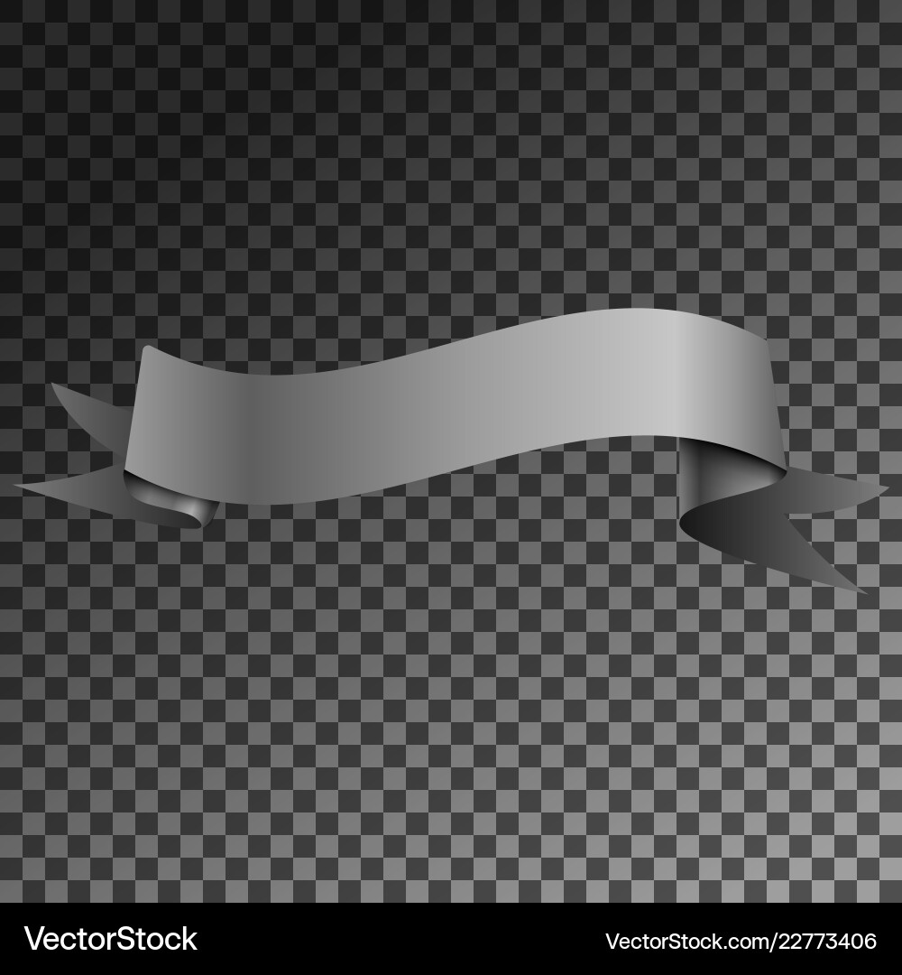 Realistic shiny grey ribbon banner isolated Vector Image