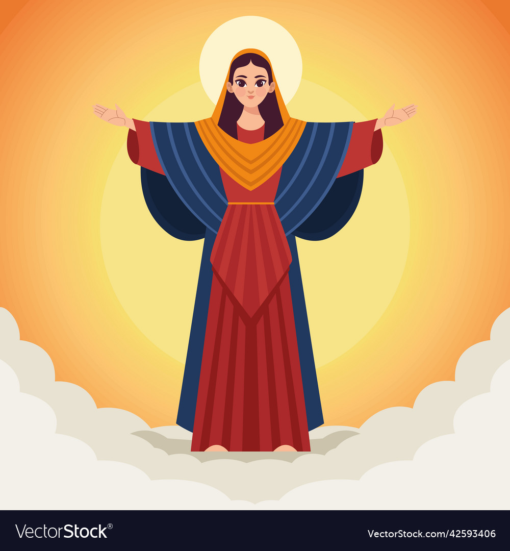Red Mary Virgin Assumption Royalty Free Vector Image